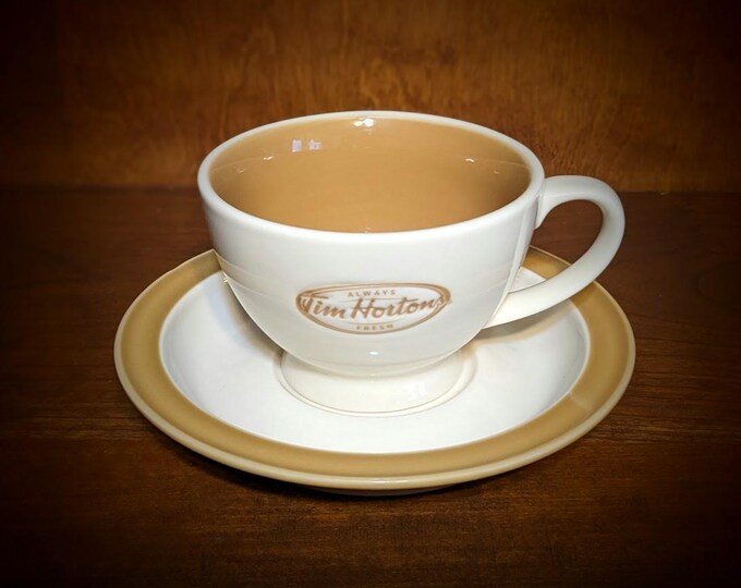 Vintage Tim Hortons Coffee Cup Teacup and Matching Saucer in off White ...