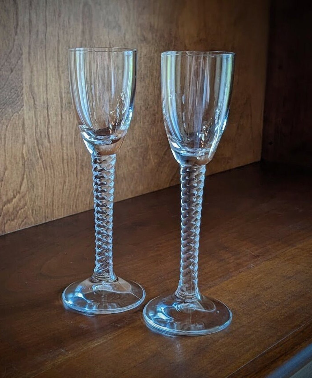 Tall Twisted Stem Crystal Cordial Glasses Set of 2 - Etsy