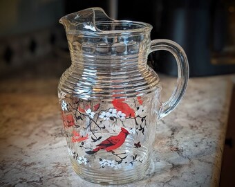 Hazel Atlas Pitcher With Petunias - Etsy