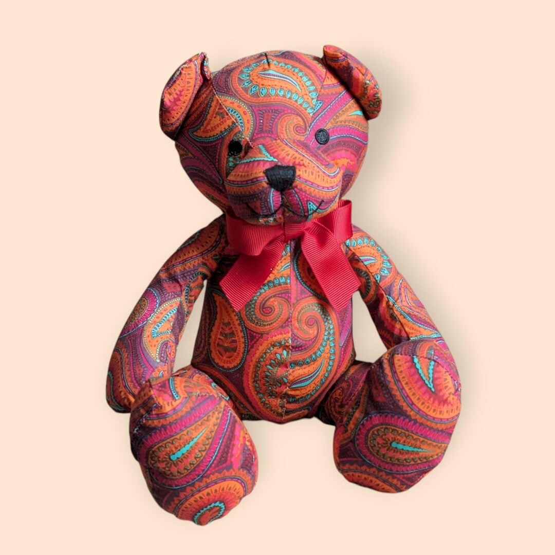 Crabtree & Evelyn Teddy Bear in Rust Orange, Purple and Turquoise ...