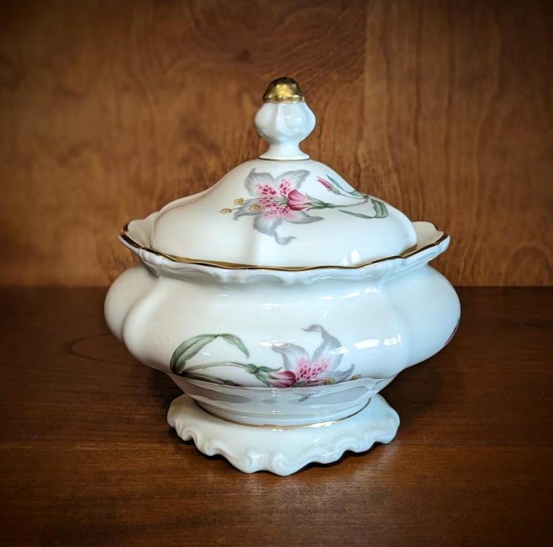 Rosenthal Selb Germany POMPADOUR Porcelain Lidded Sugar Bowl With Pink ...