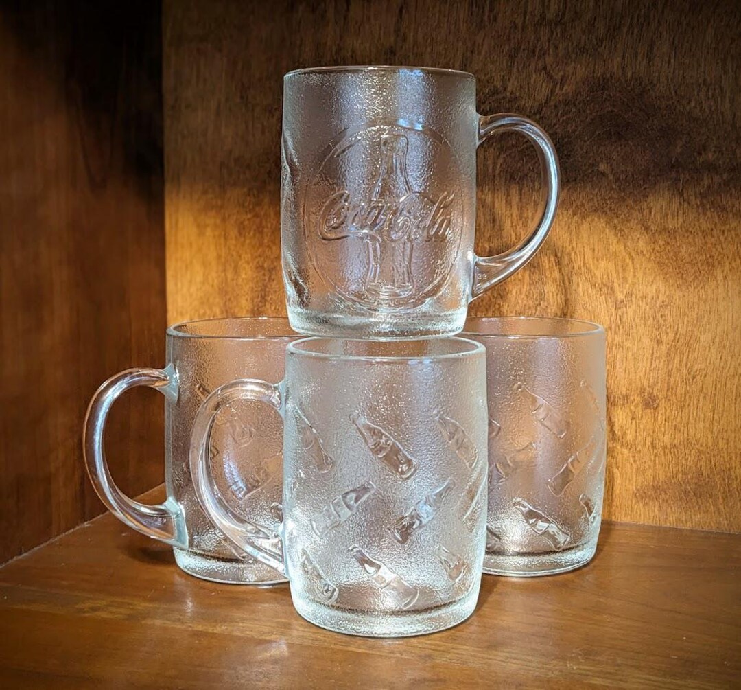 Vintage 1997 Durand Intl Frosted Coca Cola Mugs With Embossed Coke ...