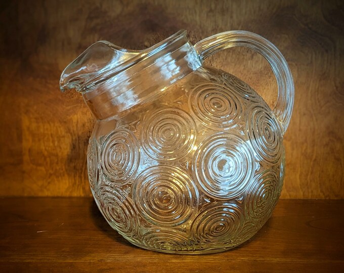Anchor Hocking MCM Mid-century Bullseye Line Ball Tilt Pitcher - Etsy