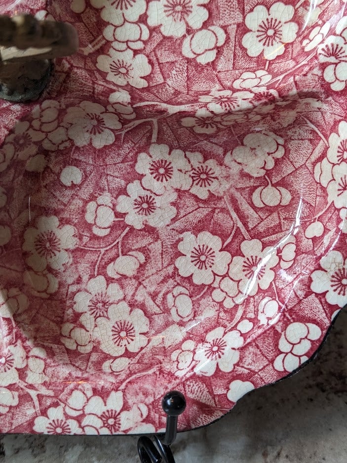 Red Transfer Ware Relish Tray With Copper Handle Made in - Etsy