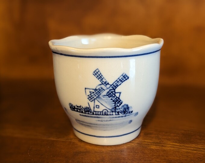Vintage Geerlings Delft Blue Small Planter With Windmill and Sailboat ...