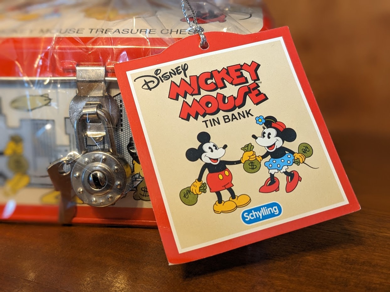 Vintage Retro Collection Mickey Mouse Treasure Chest Tin Bank With Lock ...