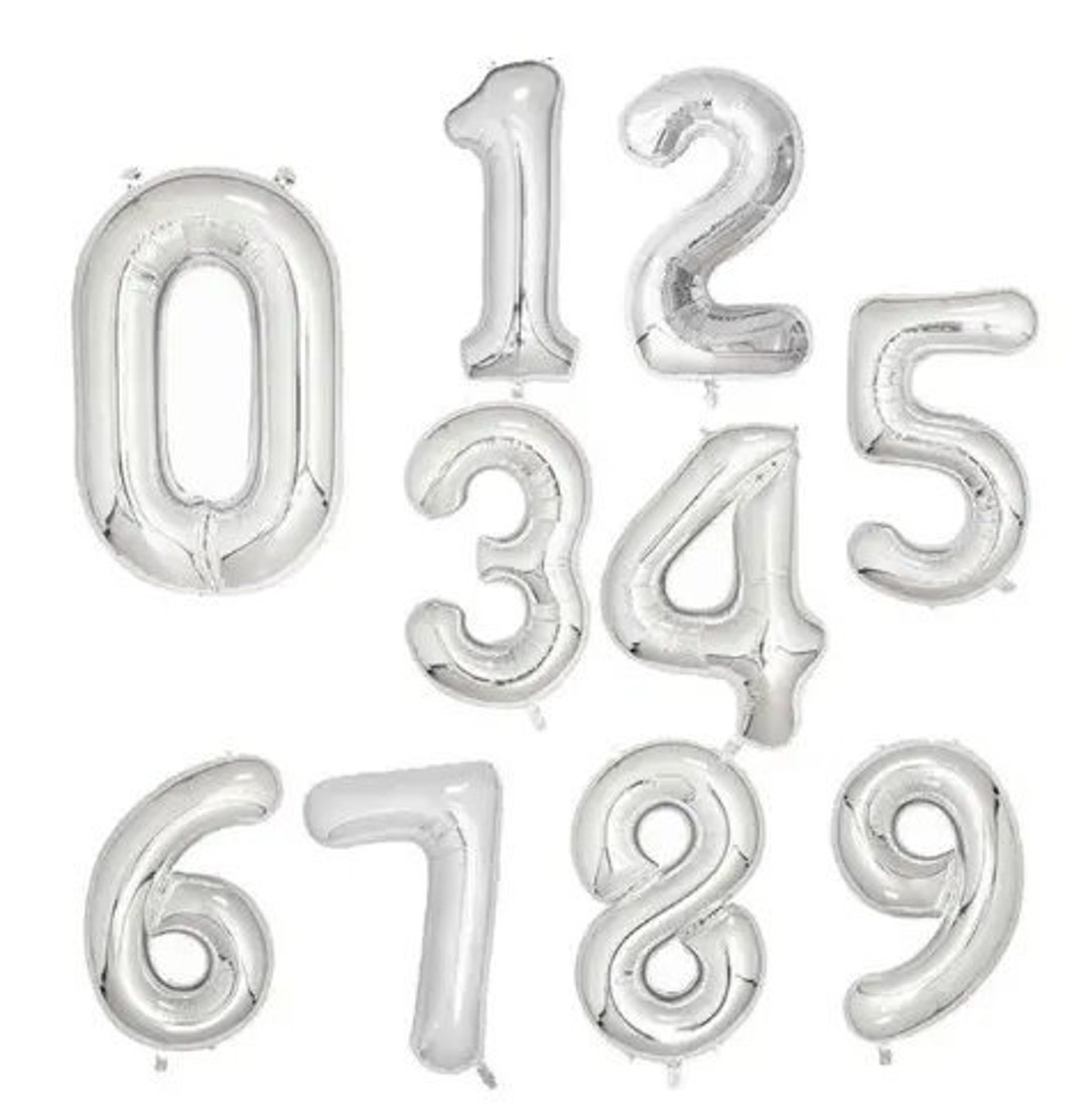 Globos con números plateados: ¡del 0 al 9 disponibles! - Etsy México