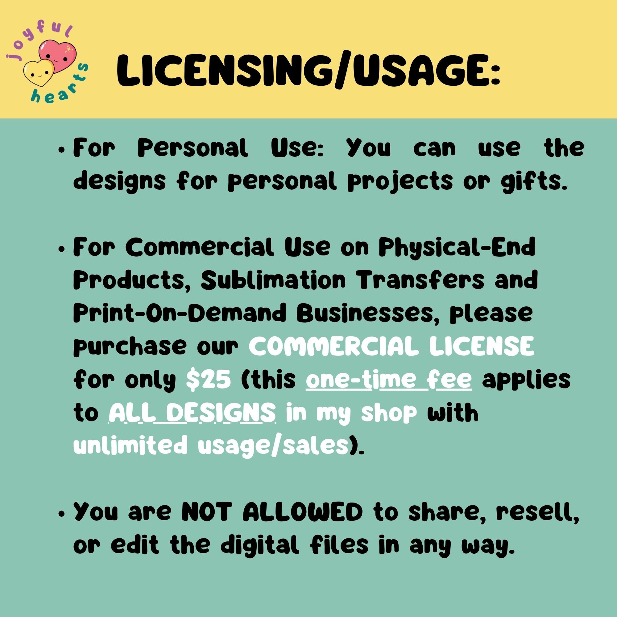 Commercial Use License for All Our SVG and PNG Files, Sublimation ...