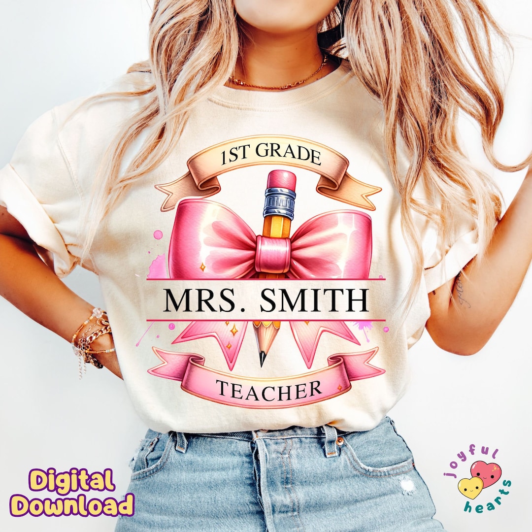 Custom Name Teacher PNG Sublimation Design 1st Grade Teacher Shirt Png ...