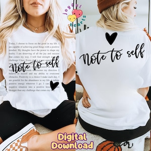 Note to Self PNG Motivational PNG Sublimation Design Mental Health Png ...