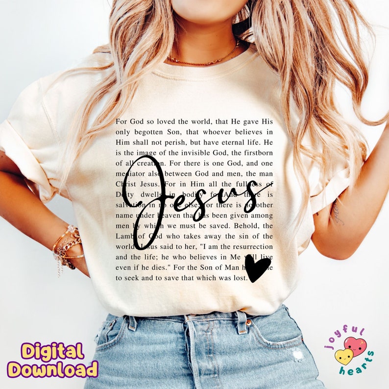 Jesus PNG Christian Sublimation Design John 3 16 Bible Verse PNG Faith ...