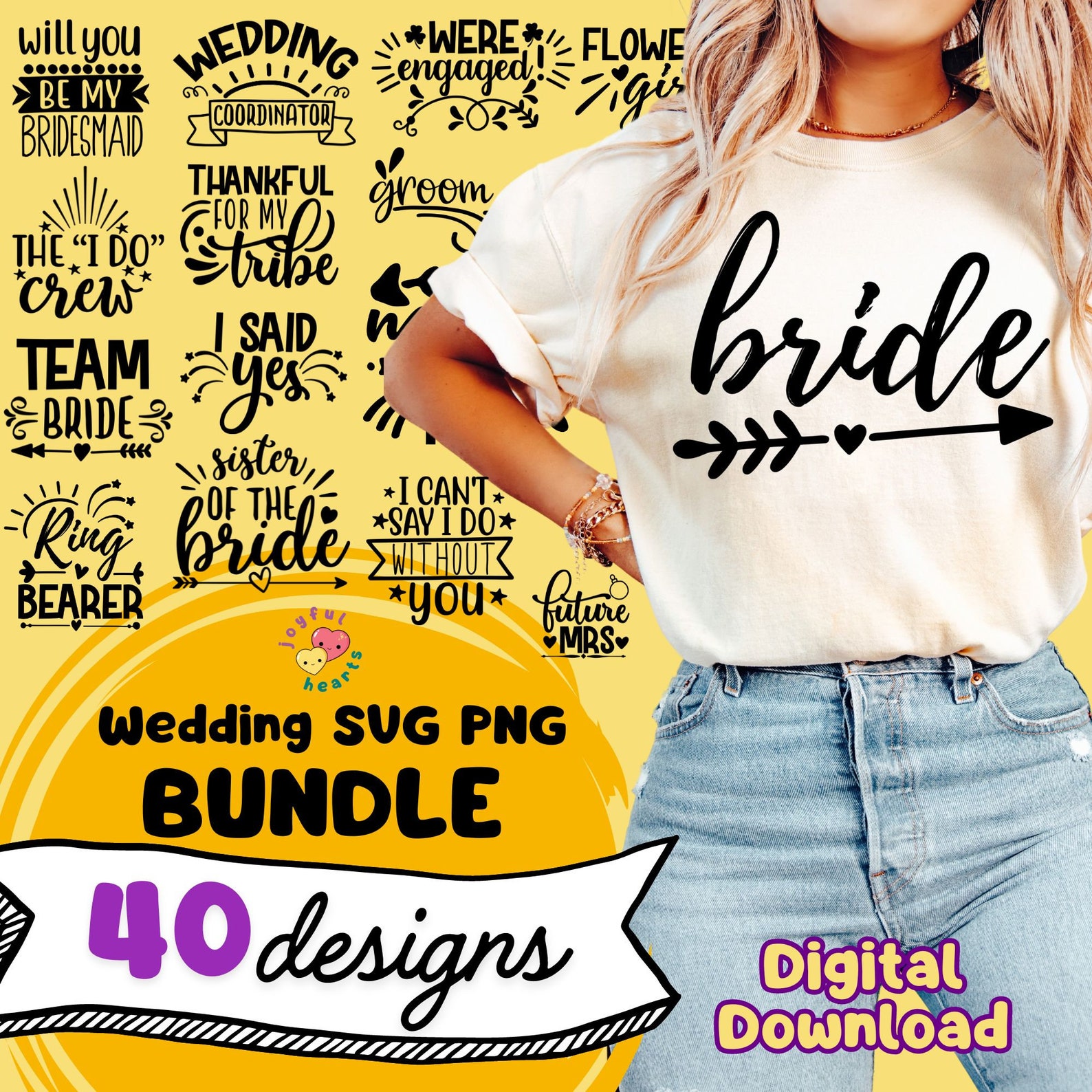40 Wedding Mega SVG Bundle, Bride Svg, Groom Svg, Bridal Party Svg ...