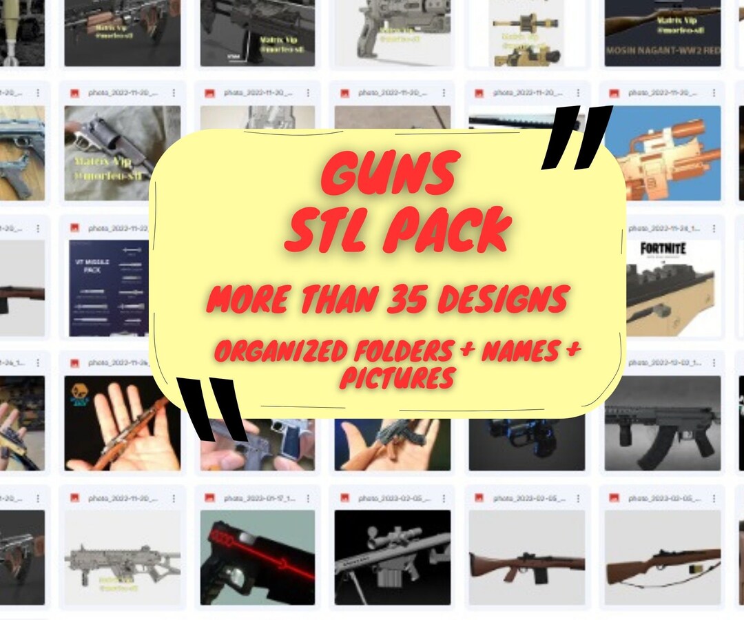 Guns STL File,gun Stl 3D Printing,guns Pack 3d Model,print Ready 3D ...