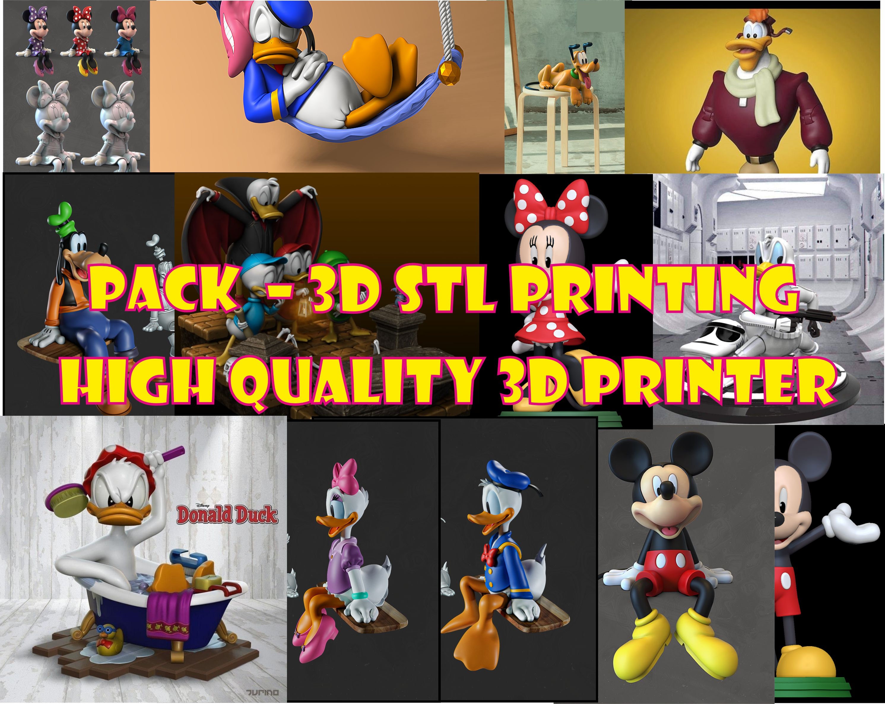 Cartoon Characters STL 3D Pack,stl File High Quality,pluto,3d Printing ...