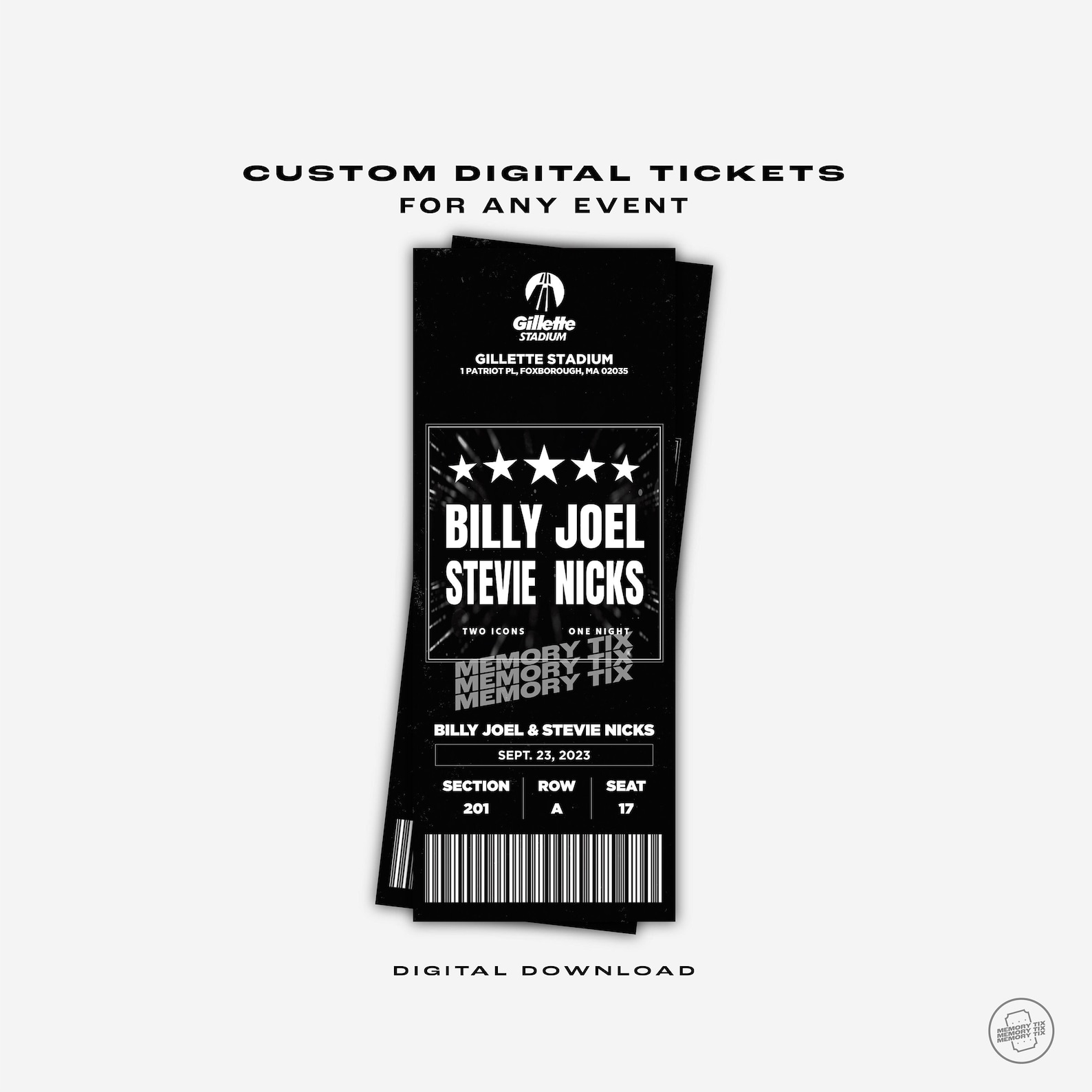 Custom Billy Joel and Stevie Nicks Tickets, Personalized Concert Ticket ...