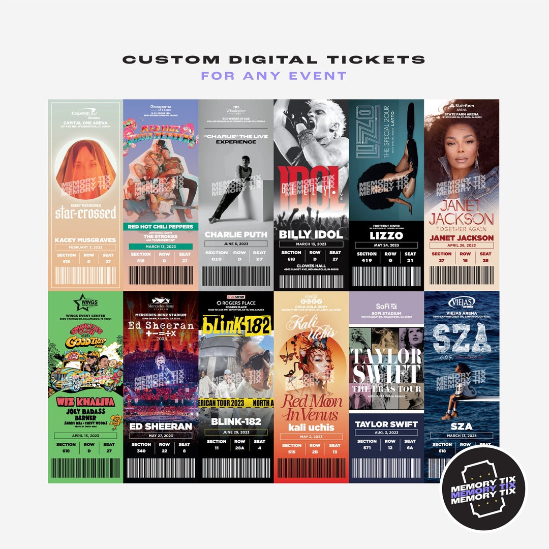 Custom Concert Tickets, Personalized Event Tickets, Printable Tickets ...