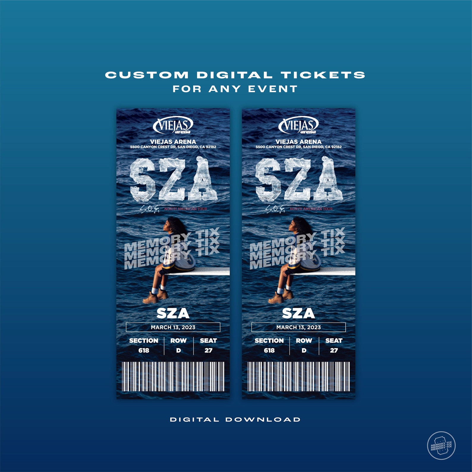 Custom SZA SOS Tour Ticket, Personalized Concert Ticket, Digital Ticket ...