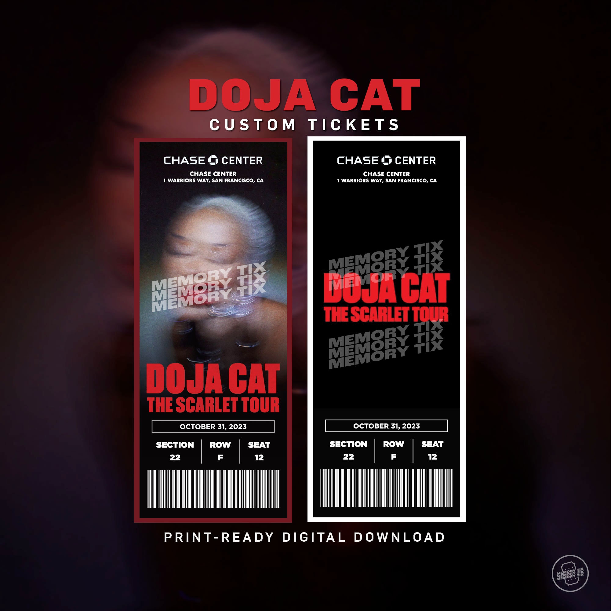 Doja Cat Custom Concert Tickets The Scarlet Tour Event Personalized Digital Electronic Ticket