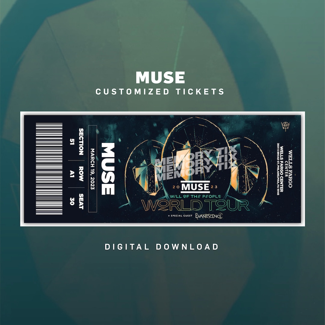 Custom Muse Concert Tickets, Printable Ticket, Personalized Tickets ...