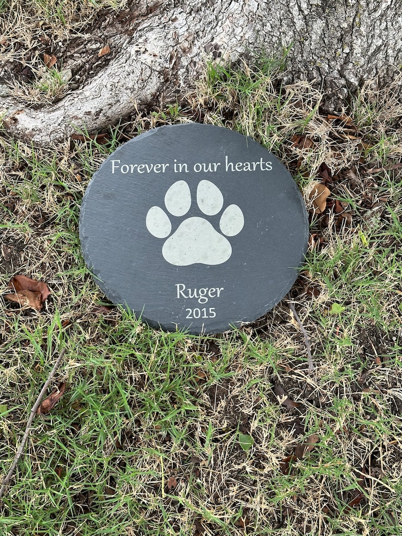 Pet Memorial Stone Pet Memorial Gift Pet Memorial Round Slate Grave ...