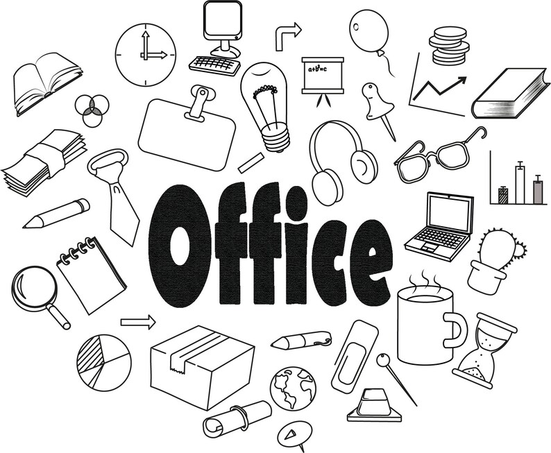 OFFICE Bundle. Clipart. Sticker. Transparent. PNG. 1200ppi. Graphic ...