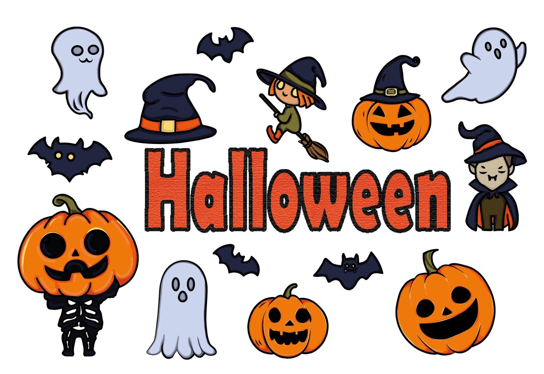 HALLOWEEN COLOR Bundle. Clipart. Sticker. Transparent. PNG. 800 Ppi ...