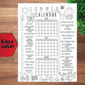 Summer Calendar Poster Editables Summer Activities Calendar - Etsy