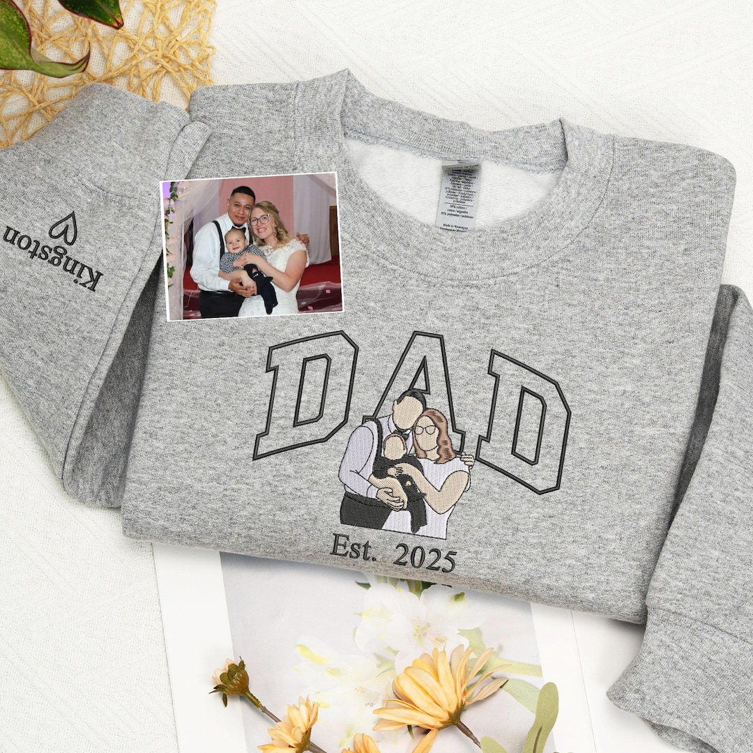Father Day Gifts for Dad - Custom Dad Portrait Sweatshirt - Embroidered ...