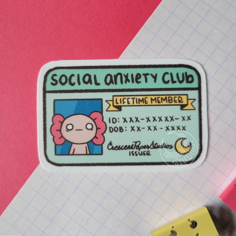 Social Anxiety Club ID Waterproof Kawaii Sticker Funny Animal Sticker ...
