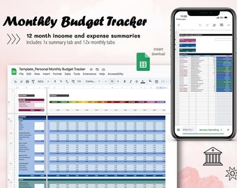 Monthly Budget & Expense Tracker Excel Google Sheets WPS Office ...