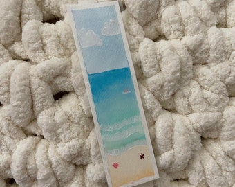 Beach Scene Watercolor Bookmark, Original, Hand Painted, Custom, Gift ...