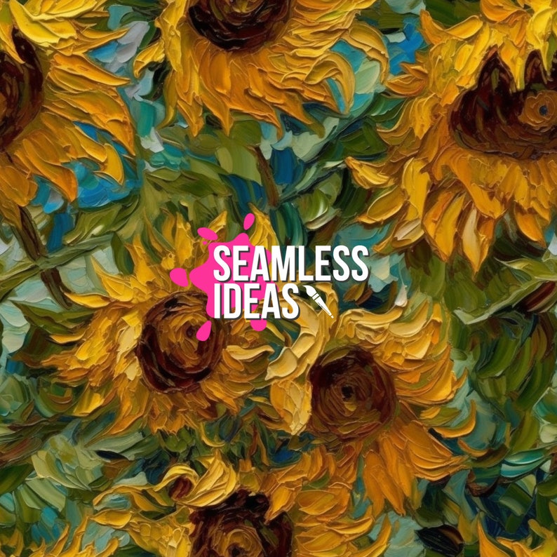 Vincent Van Gogh Inspired Sunflowers Seamless Pattern Design - Etsy