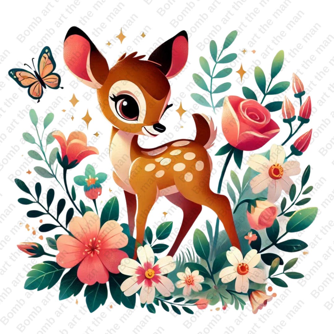 Cute Bambi Clipart, Bambi Png, High Quality, Transparent Design - Etsy