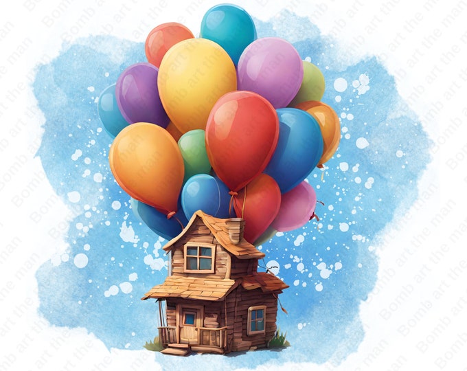 Up Balloon House Clipart, up Movie Png, up Movie Clipart, Instant ...