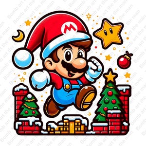 Super Mario Christmas Clipart, Super Mario Png, Merry Christmas Design ...