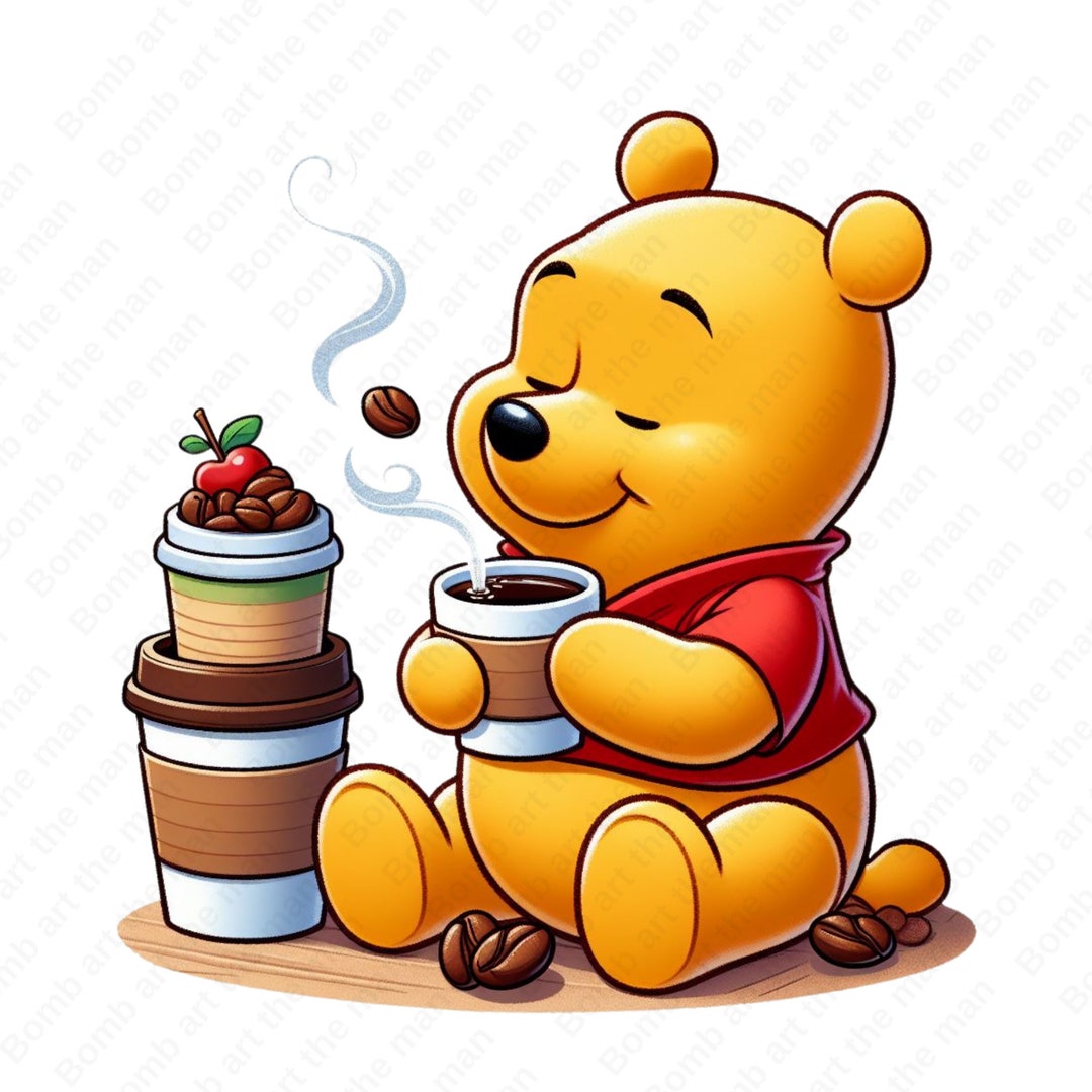 Cute Winnie the Pooh Coffee Clipart, Winnie the Pooh Coffee Png, Cute ...
