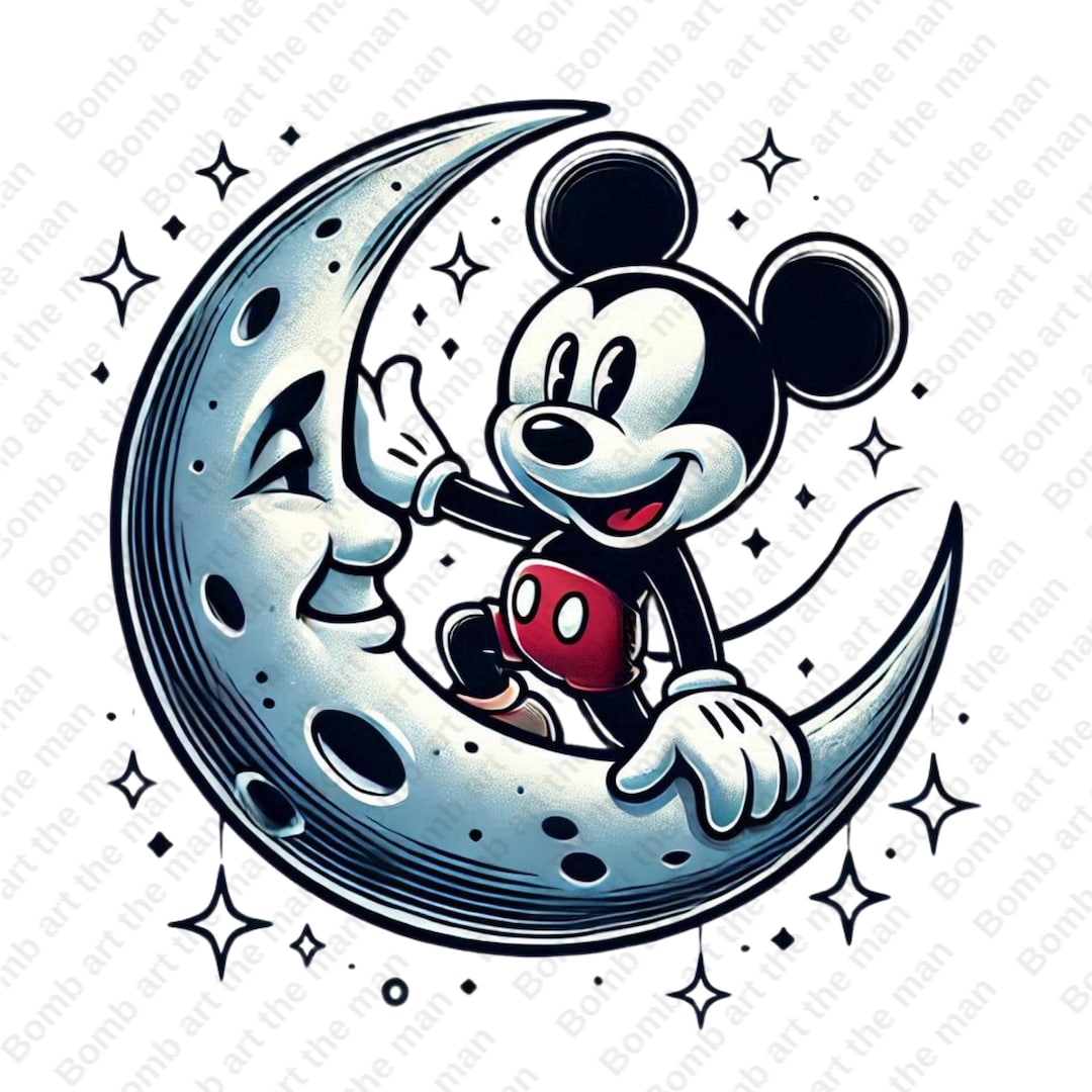 Mickey Mouse on the Moon Clipart, Mickey Mouse Png, Cute Bear Clipart ...