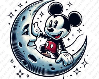 Mickey Mouse on the Moon Clipart, Mickey Mouse Png, Cute Bear Clipart ...