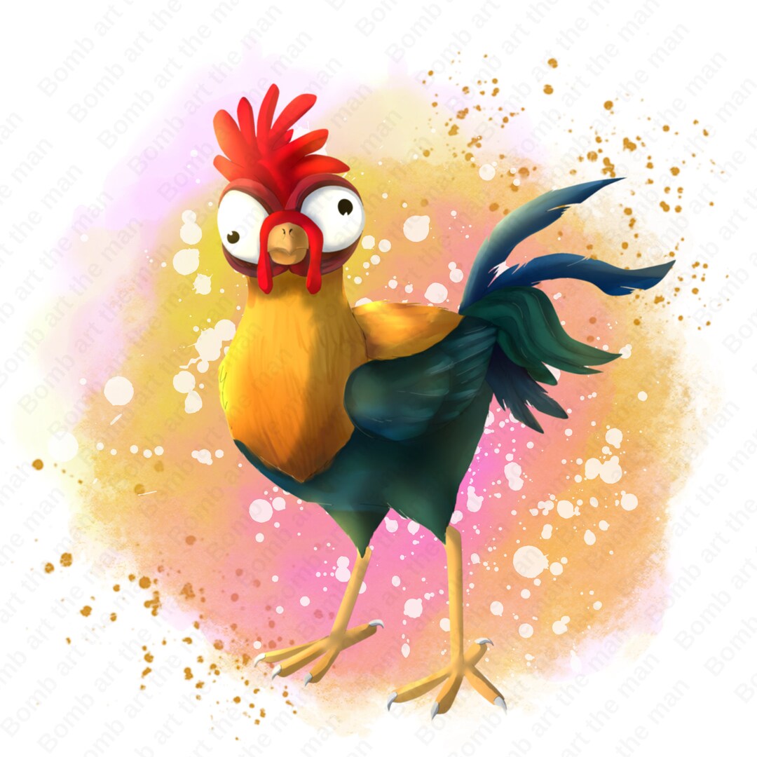 Hei Hei Clipart, Hei Hei Png, Moana Chicken Png, Watercolor Background ...