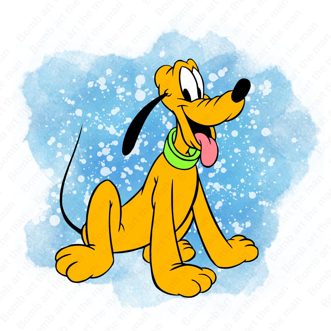 Cute Pluto Clipart, Pluto Dog Png, Watercolor Background, Instant ...