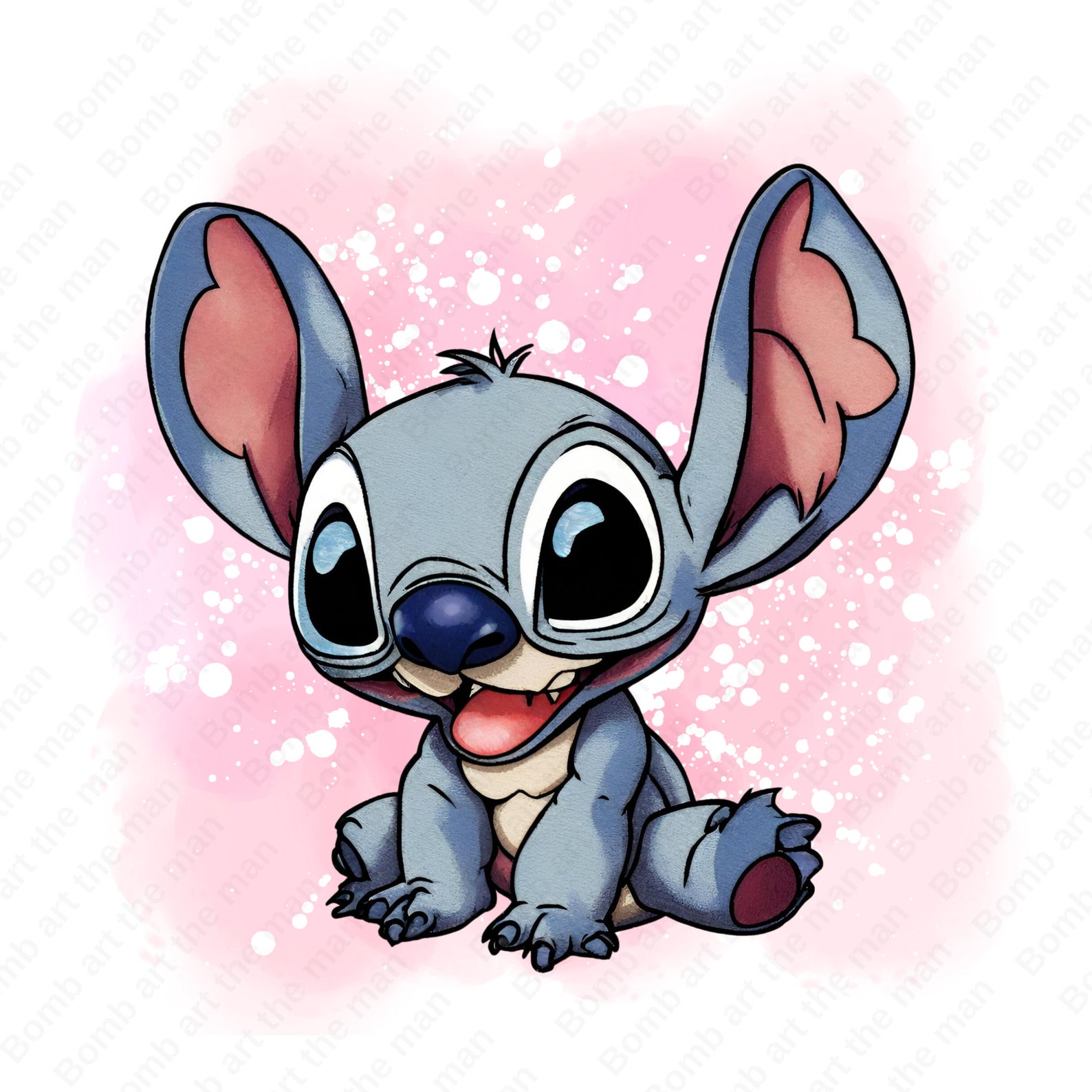 Cute Stitch Clipart, Stitch Png, Watercolor Background, Instant ...