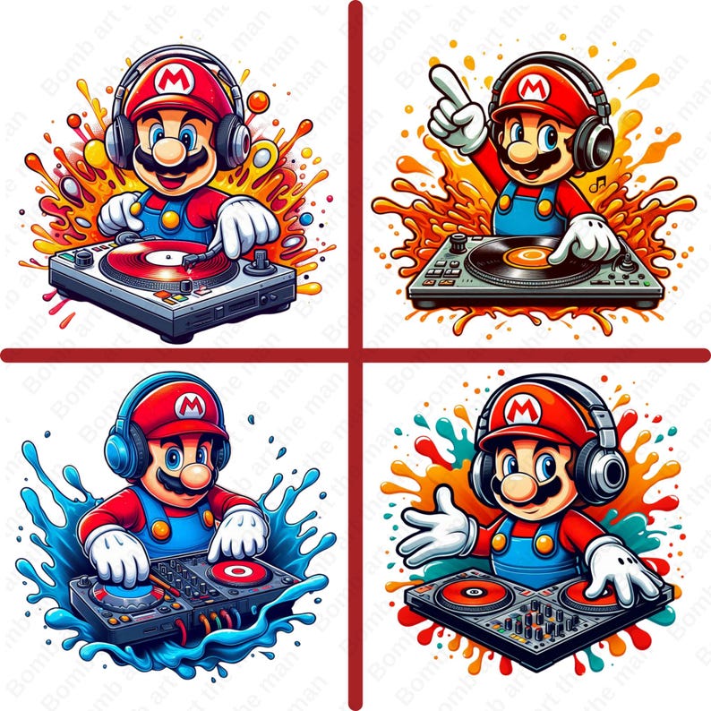 Super Mario Clipart, Dj Super Mario Png, Dj Clipart, Transparent Design ...
