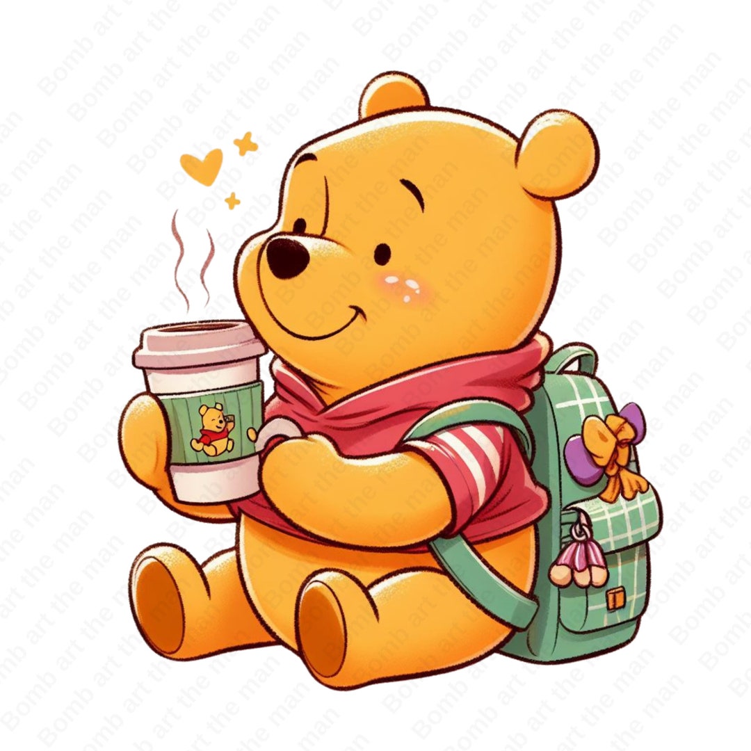 Cute Winnie the Pooh Coffee Clipart, Winnie the Pooh Coffee Png, Cute ...