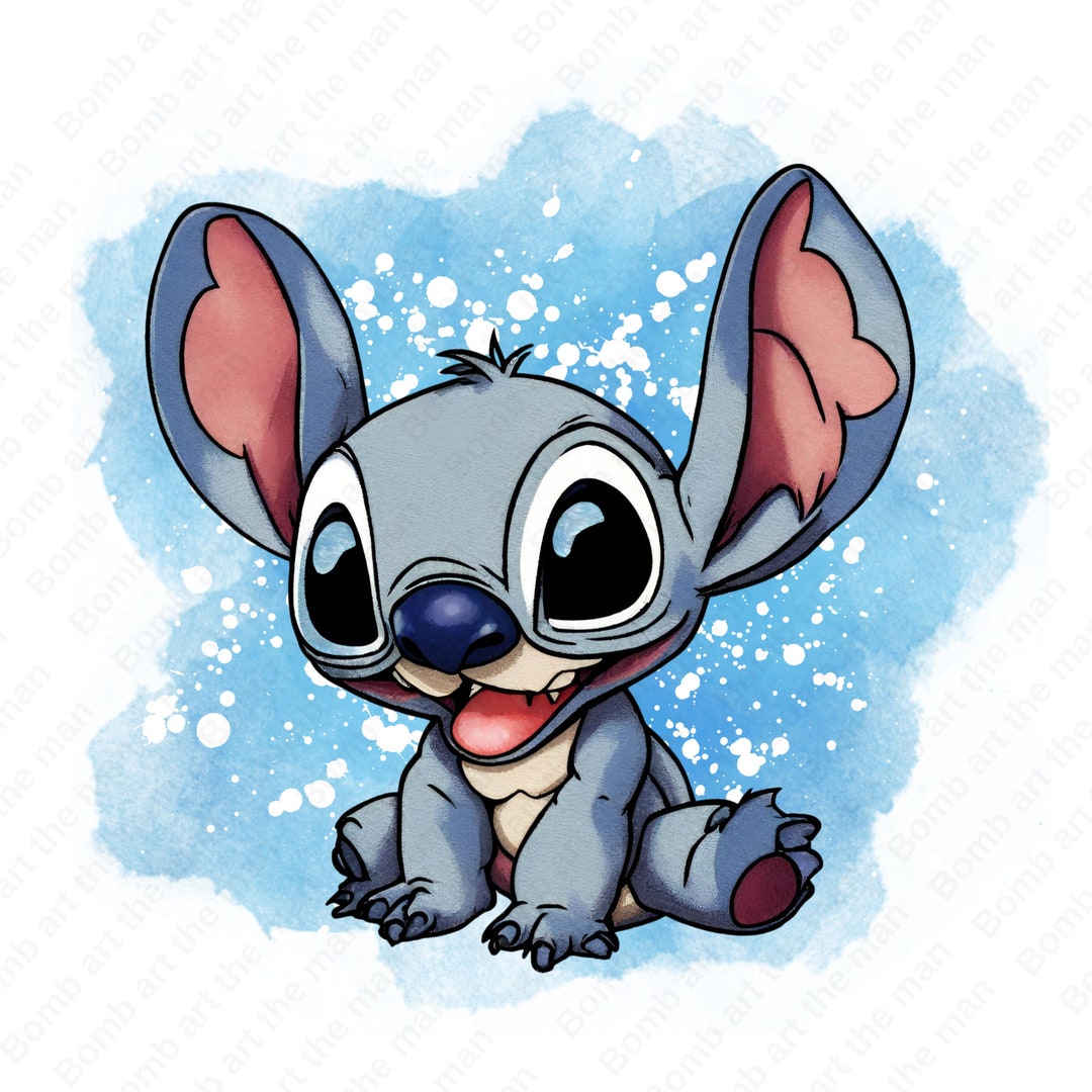 Cute Stitch Clipart, Stitch Png, Watercolor Background, Instant ...