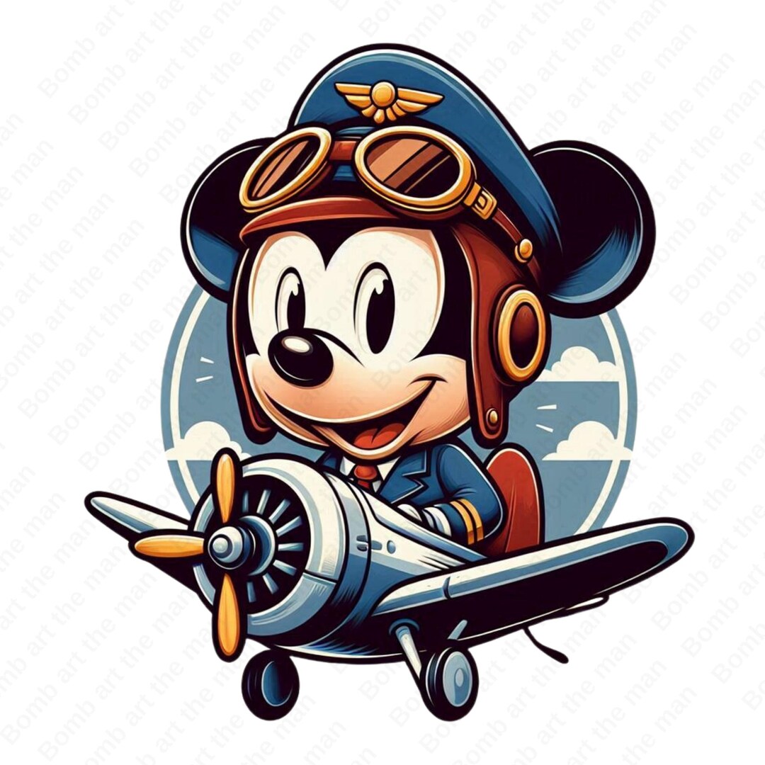 Mickey Mouse Airplane Pillot Clipart, Cute Mickey Png, Mickey Mouse Png ...