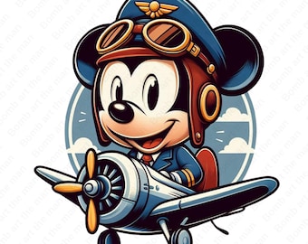 Mickey Mouse and Minnie Mouse Airplane Pillot Clipart, Minnie Mouse Png ...