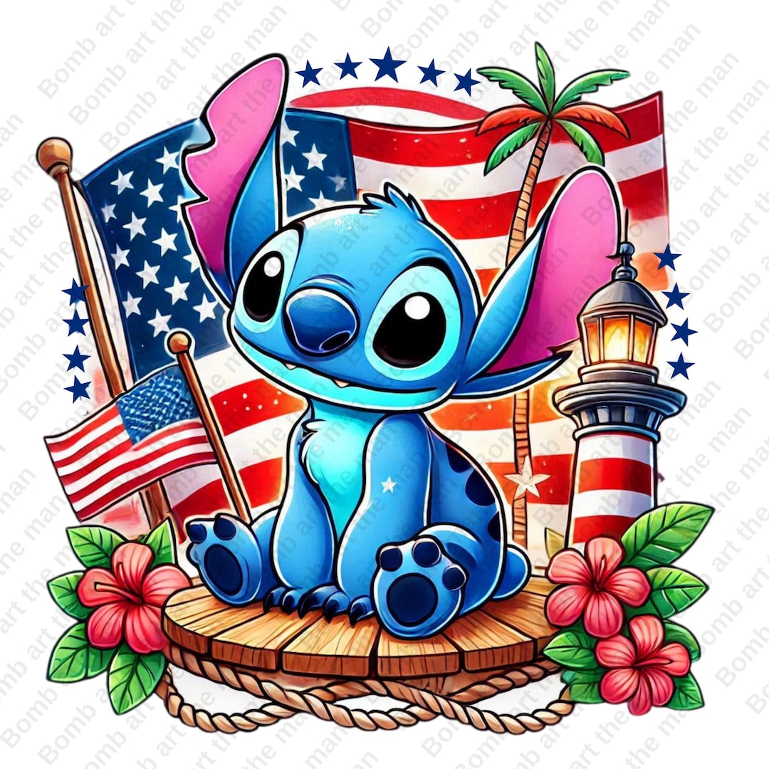 Stitch in America Clipart, Stitch and Usa Flag, Cute Stitch Png ...