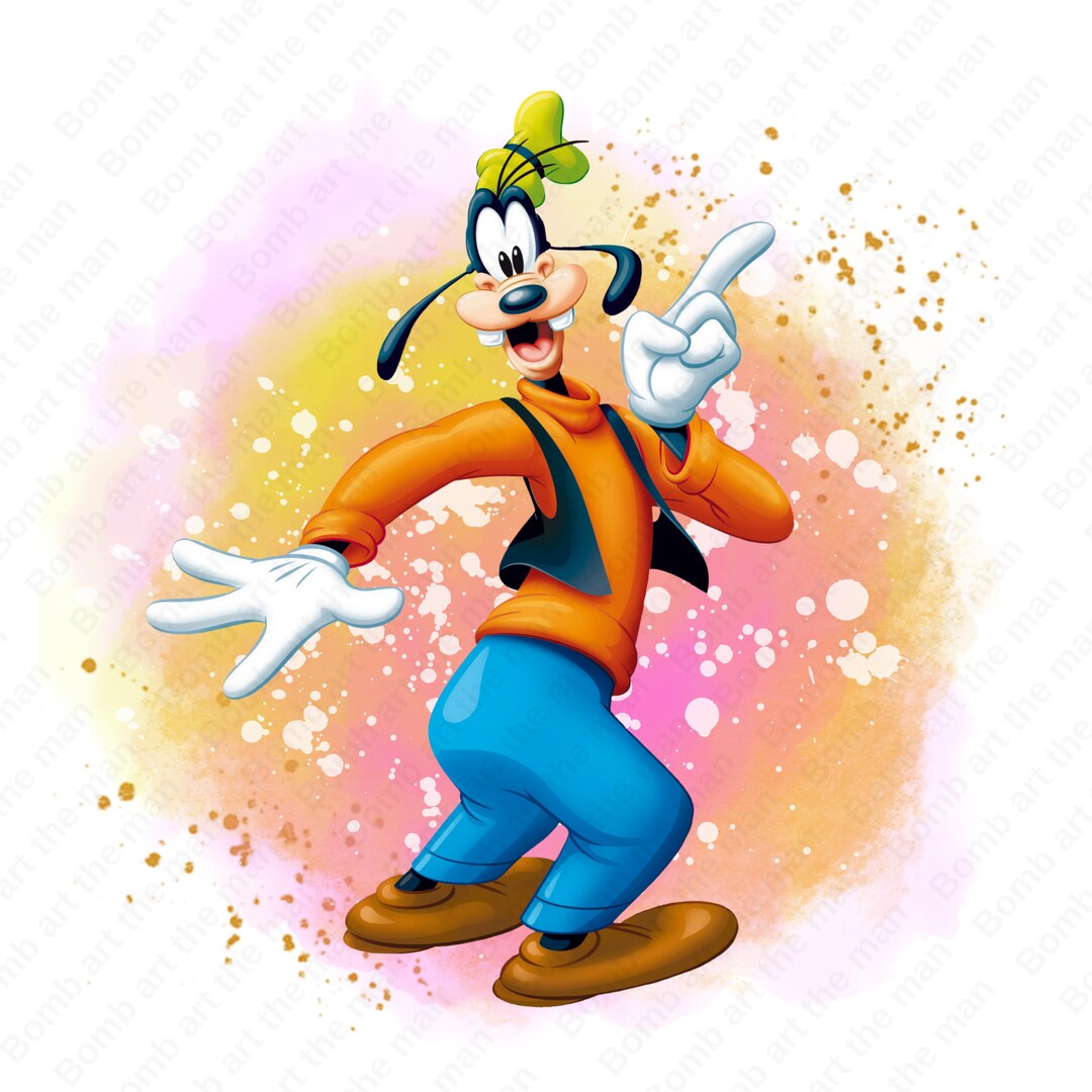 Cute Goofy Clipart, Goofy Png, Watercolor Background, Instant Download ...