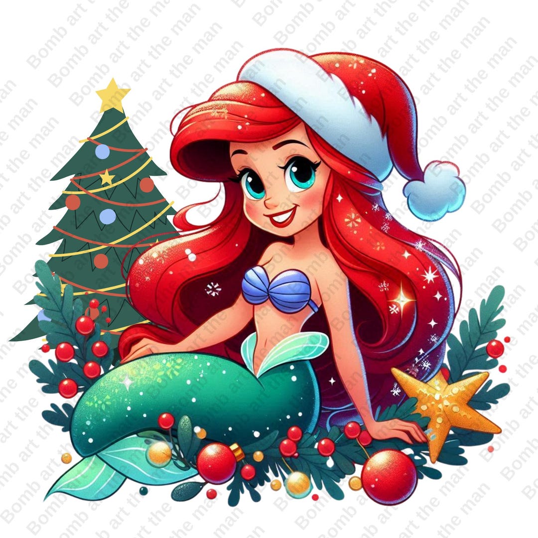 Clipart navideño de La Sirenita, diseño de Año Nuevo de la Princesa ...