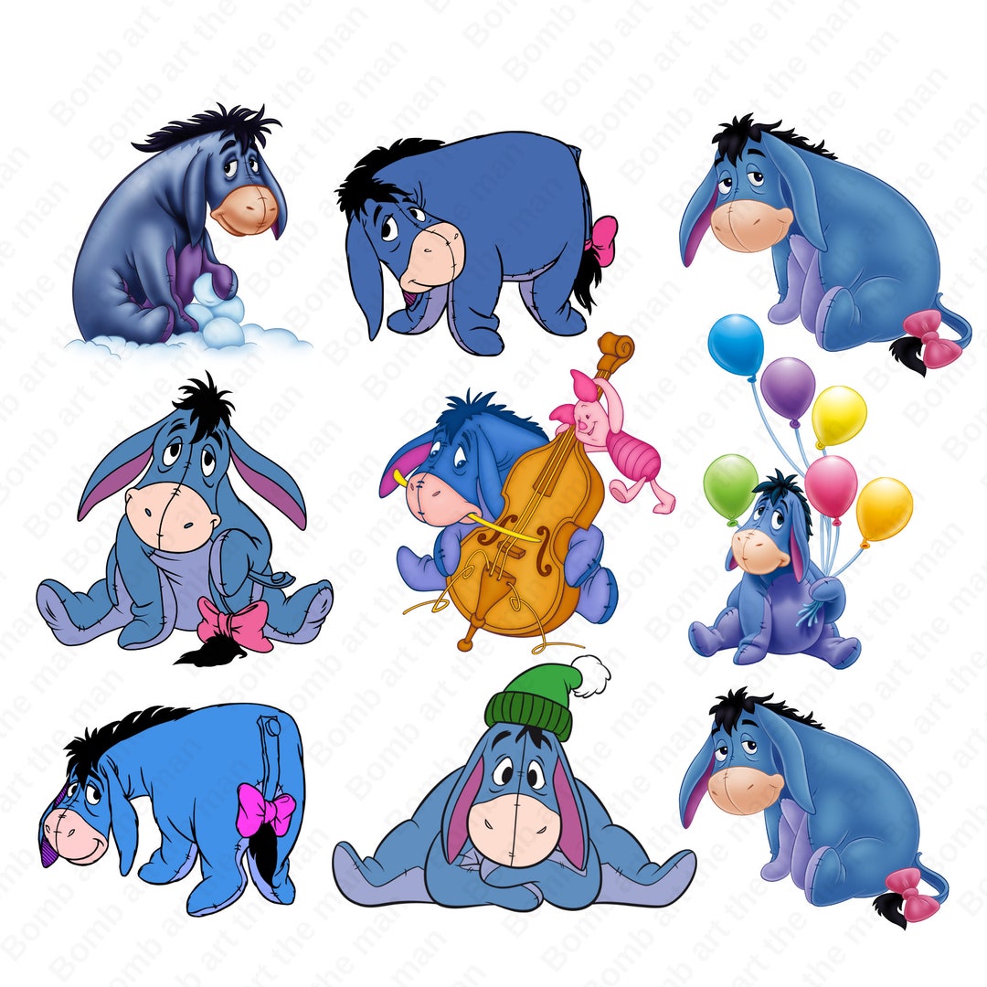 Eeyore Png Bundle, Eeyore Cartoon Character, Eeyore Clipart Set, Winnie ...
